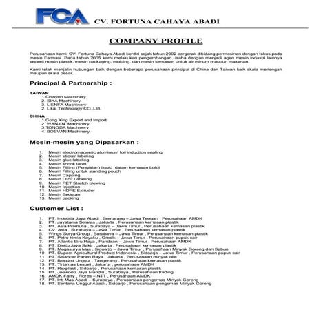 FCA COMPANY PROFILE | PDF