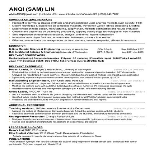 Anqi-Sam Lin resume | PDF