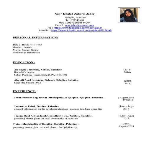 noor jaber - CV | PDF