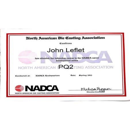 NADCA PQ2 Cert | PDF