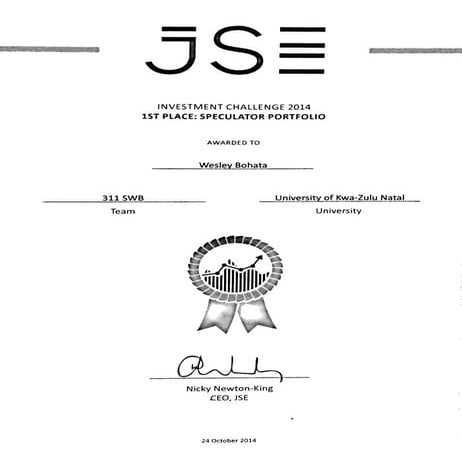 JSE Certificate | PDF