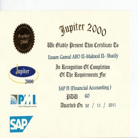 SAP CERTIFICATE JUPITOR 2000 | PPT | Free Download