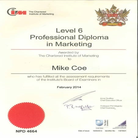 mike coe CIM Diploma | PDF