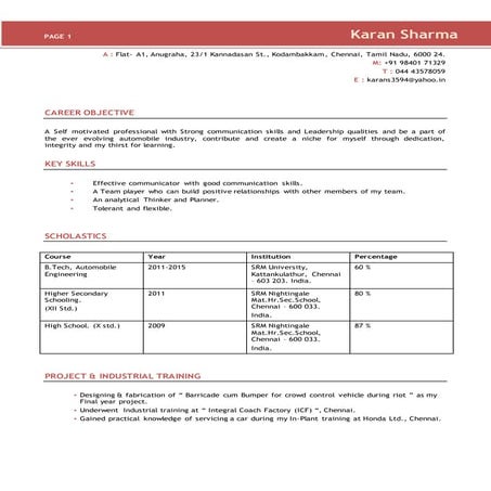 Karan Sharma Resume | DOCX