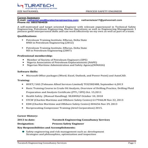 Turatech CV - Nathaniel Eze | PDF