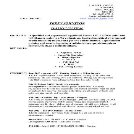 Terry Johnston's CV | PDF
