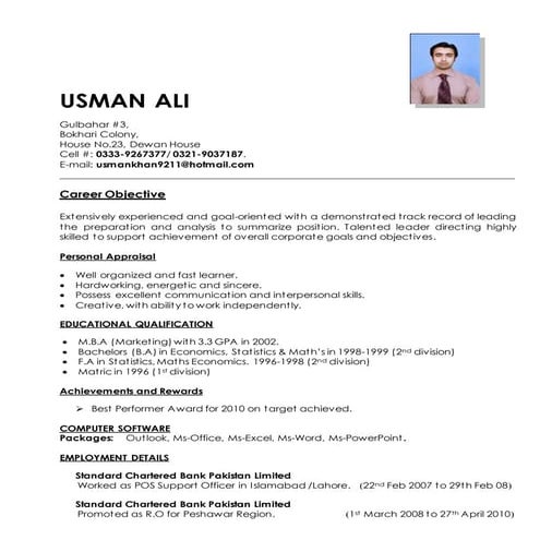 Usman's updated CV | DOCX