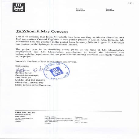 Elton Reference letter 1 | PDF