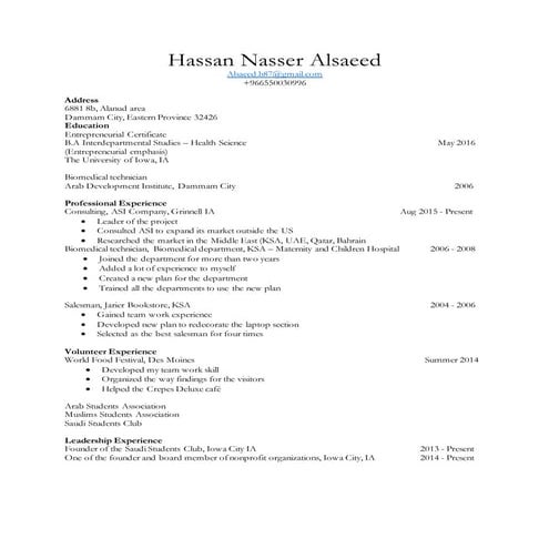 Resume Hassan Nasser Alsaeed | DOCX