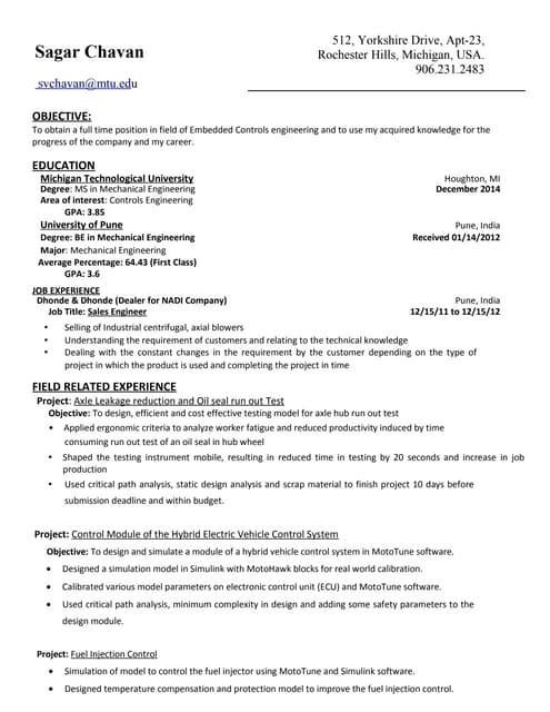 Sagar chavan controls resume | PDF | Free Download Sagar chavan controls resume | PDF | Free Download