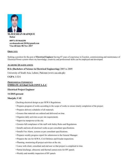 Electrical Inspector CV | PDF