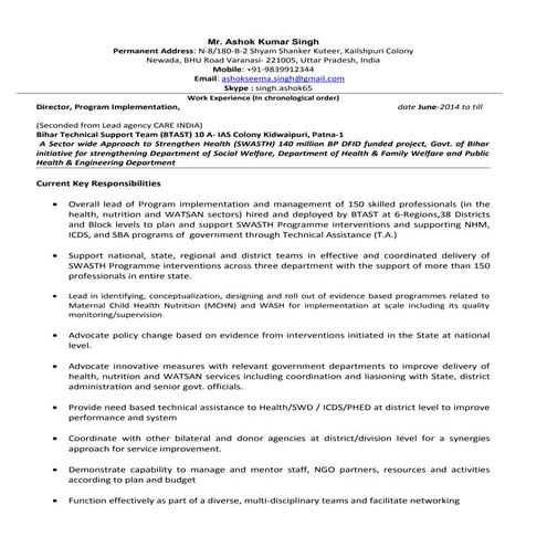 CV Ashok Kumar Singh | DOC