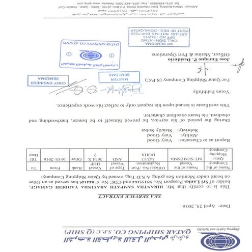 qatar shipping sea service letter.pdf 1 | PDF