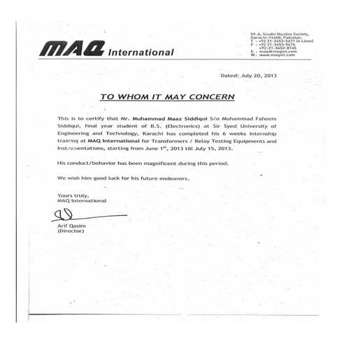 MAQ Internship | PDF