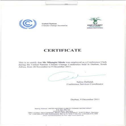 COP17 CERTIFICATE0001 | PDF