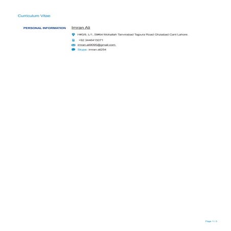 CV - Imran Ali | DOC