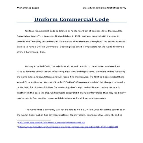 Uniform Commercial Code | PDF