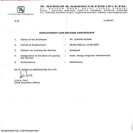 RSA Experience Certificate | PDF