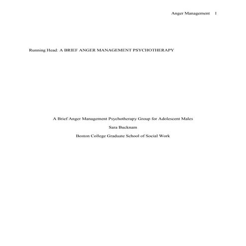 Anger Management Group Therapy for Adolescent Males-Research Paper | PDF