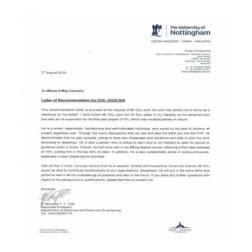 Recommendation Letter | PDF