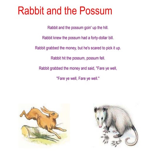 Rabbit and the Possum | PPTX