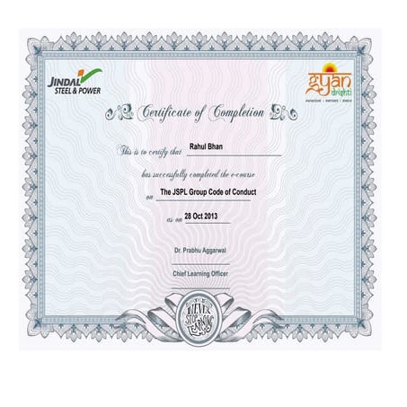 Code of conduct completion certificate | PDF