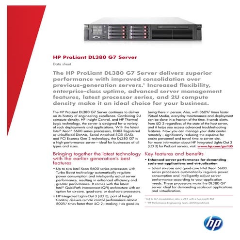 4 aa0 7762enw-datasheet_dl380g7 | PDF | Computer Peripherals | Computing
