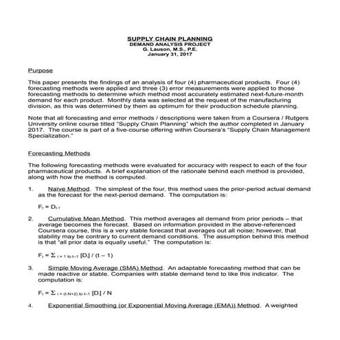 Supply Chain Planning Paper | DOC