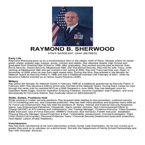 Raymond Sherwood presentations