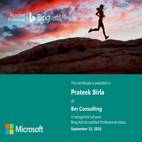Accredited Professional Bing Ads certificate | PDF