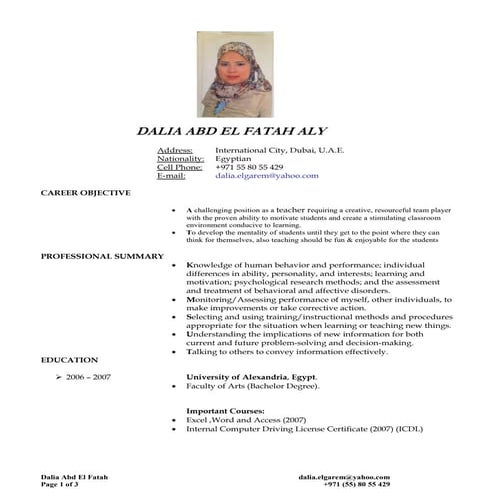 Updated CV Dalia | PDF