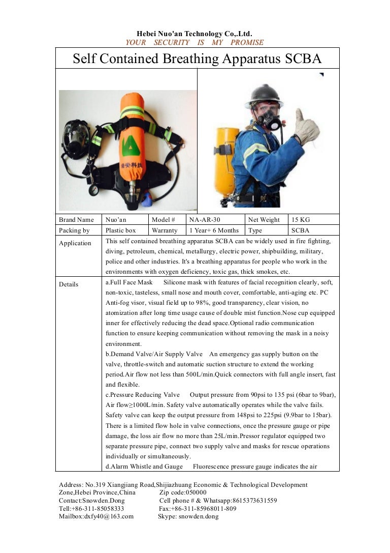 Self Contained Breathing Apparatus SCBA