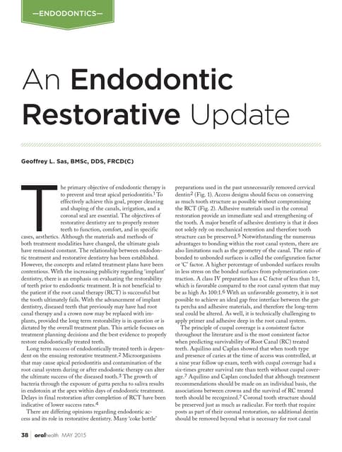 Vonlay; A paradigm shift in post endodontic restoration: A case report ...