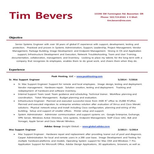 Tim Bevers Resume | DOCX