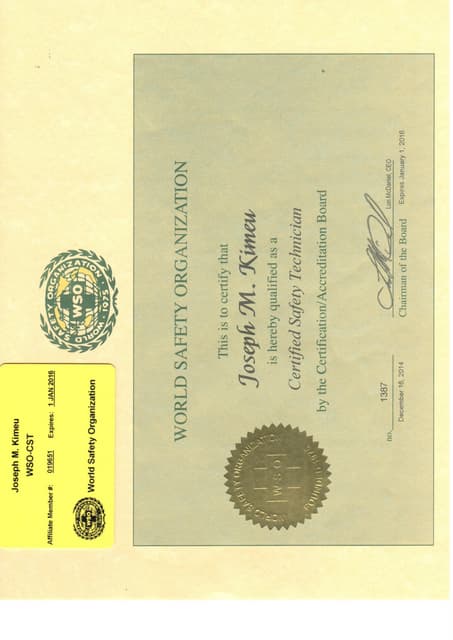 ASSE Kuwait Process Safety Management Certificate | PDF