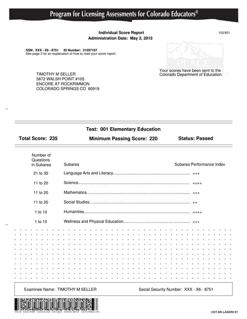 CBEST Passing Results | PDF