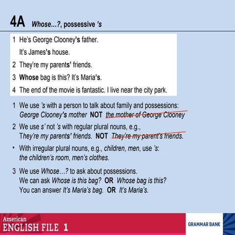 4A - Whose...?, Possessive's | PPT