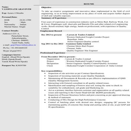 4 and half years experience in quality | PDF