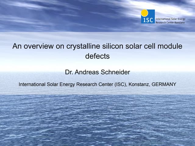 Solar PV Cells, Module and Array | PPTX