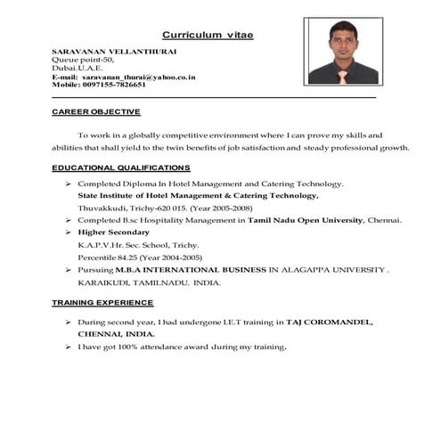 SARAVANAN cv | DOCX