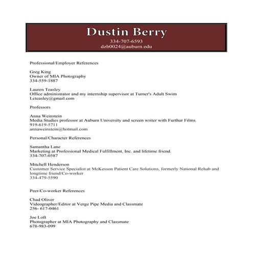 Dustin Berry's references | PDF | Careers