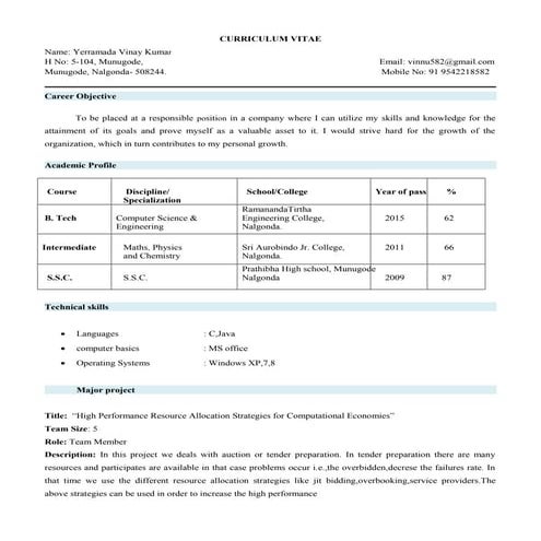 Resume of Shivangi Sharma