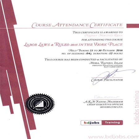 BDjobs training certificate | PDF
