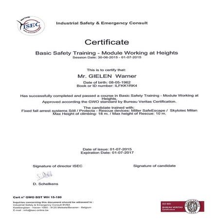 Basic Safety Training Working at Heights | PDF