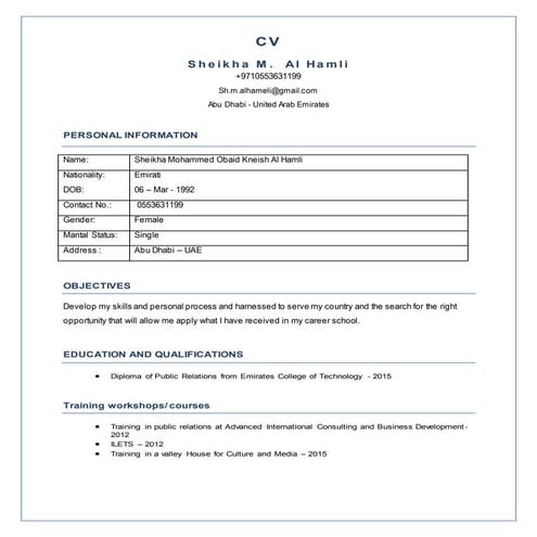CV of shaikha | PDF