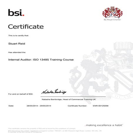 Stuart Reid BSI audit cert | PDF