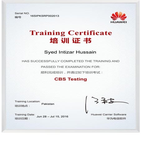 Huawei DSV Testing Certificate | PDF