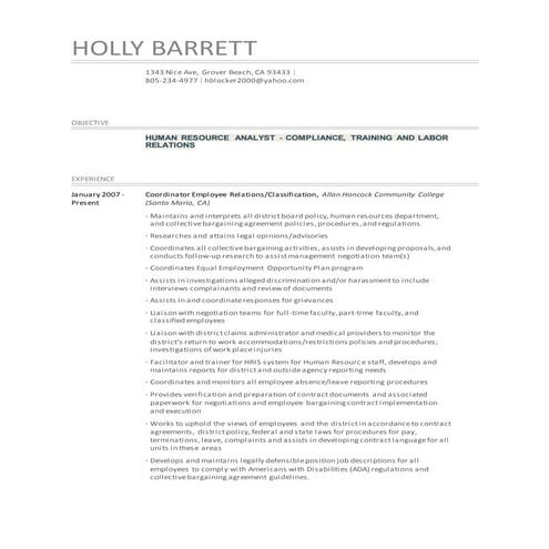 Holly Barrett resume | DOCX