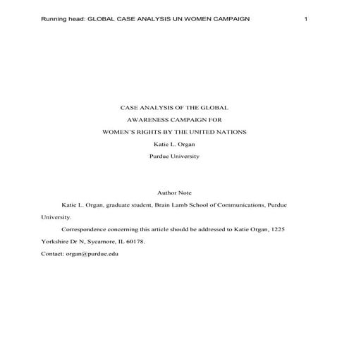 Global Case Study - UN Women's campaign | PDF