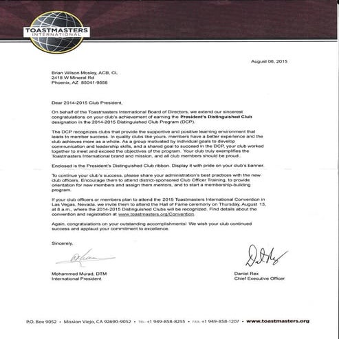 DCP president's letter 2015 | PDF